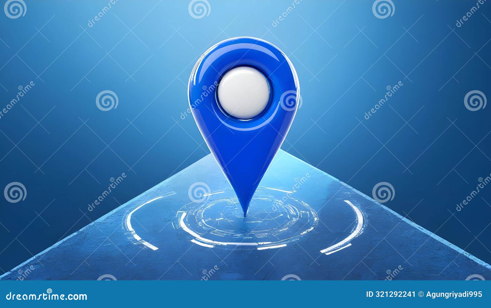 Blue Location Symbol of Pin on Blue Background Stock Illustration ...