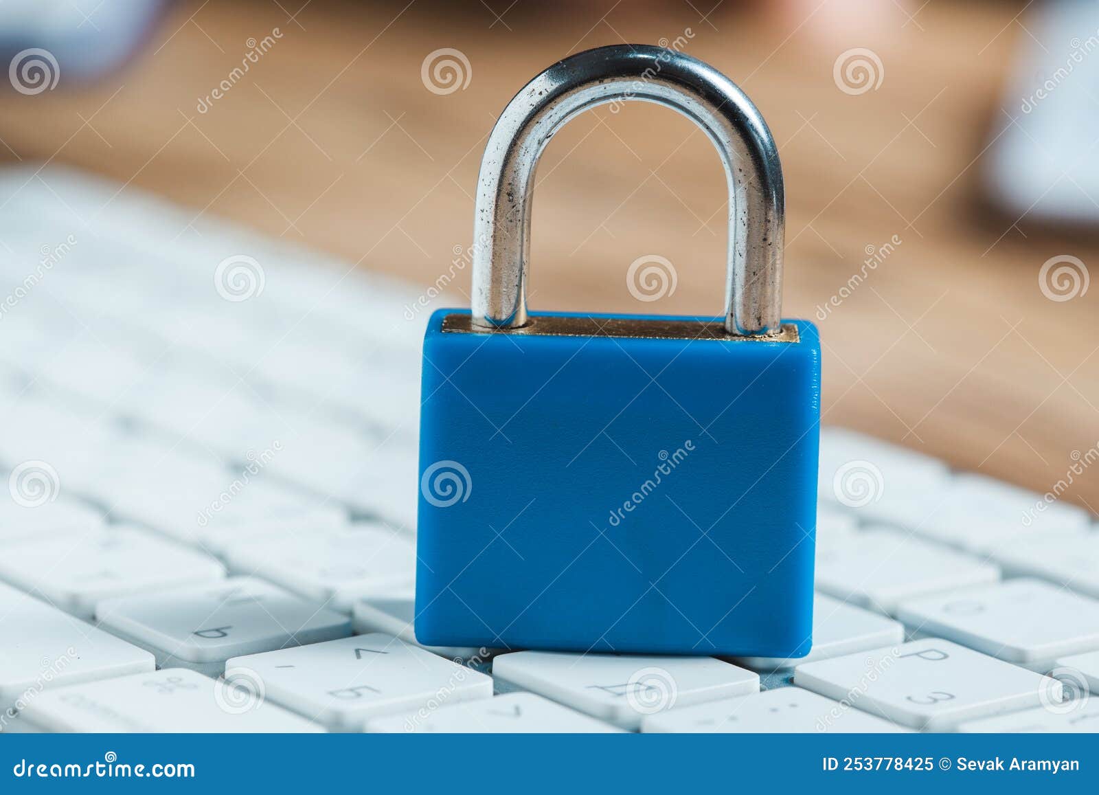 Blue Lock on Computer Keyboard Stock Image - Image of information ...