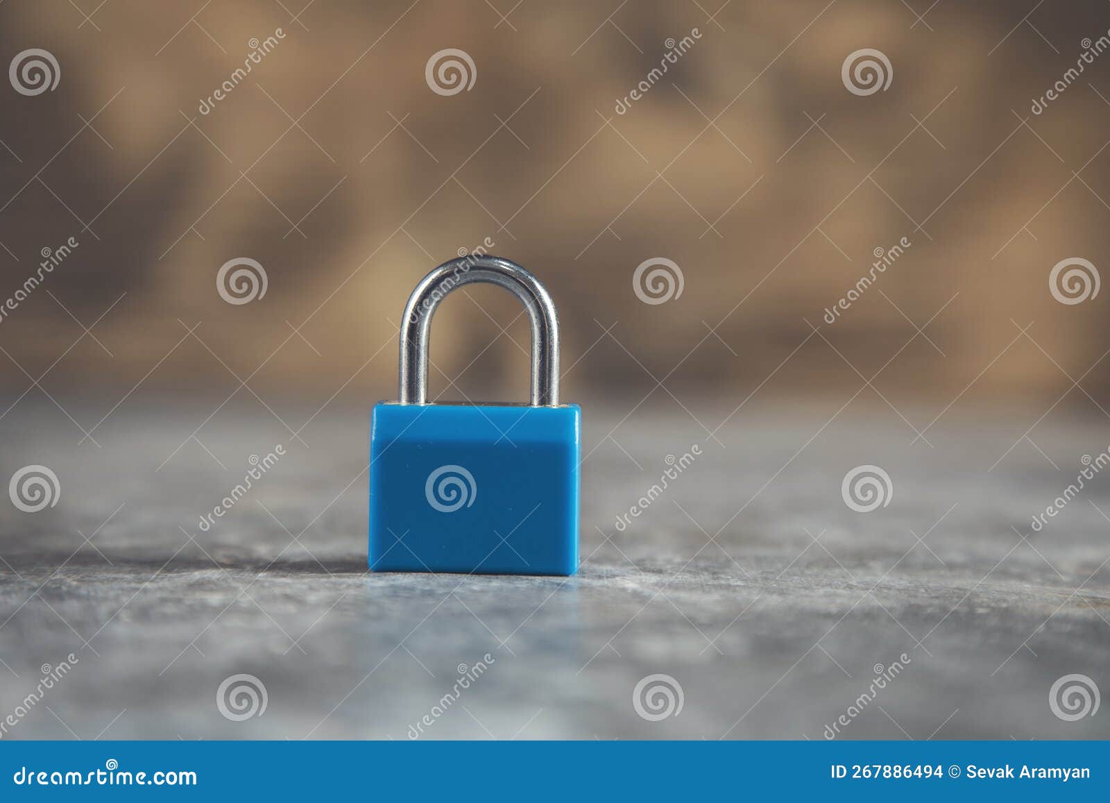 Blue Lock on the Grey Background Stock Photo - Image of protection ...