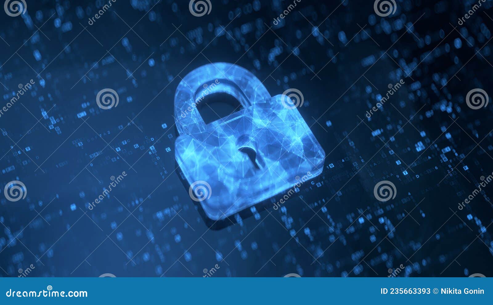 Blue Lock Symbol from Connected Points 3D Render Stock Illustration ...