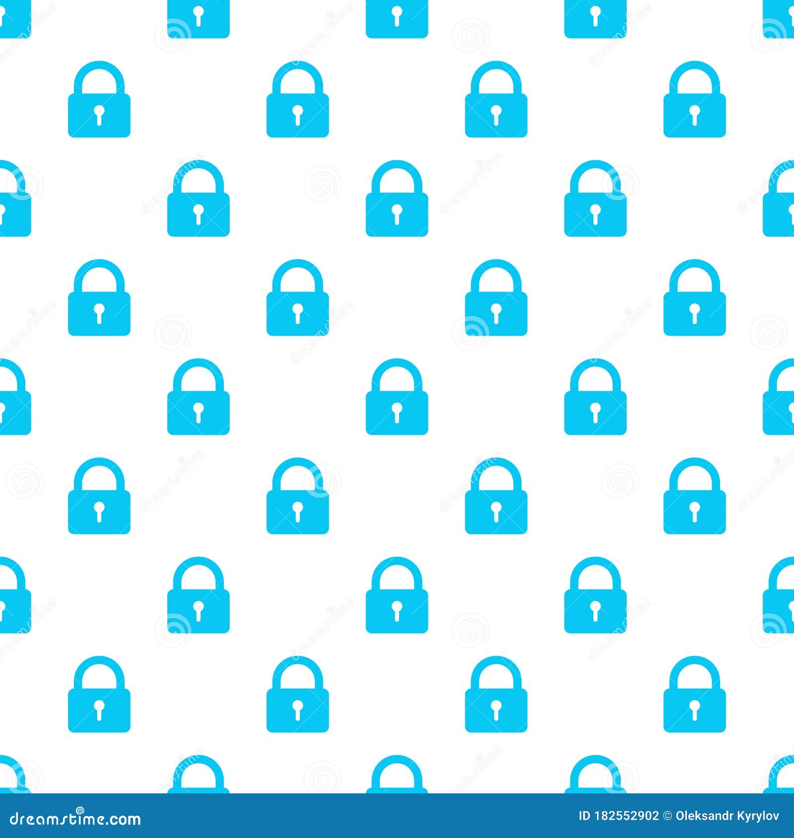 Blue Lock Symbol Seamless Pattern on White Background Vector. Simple ...