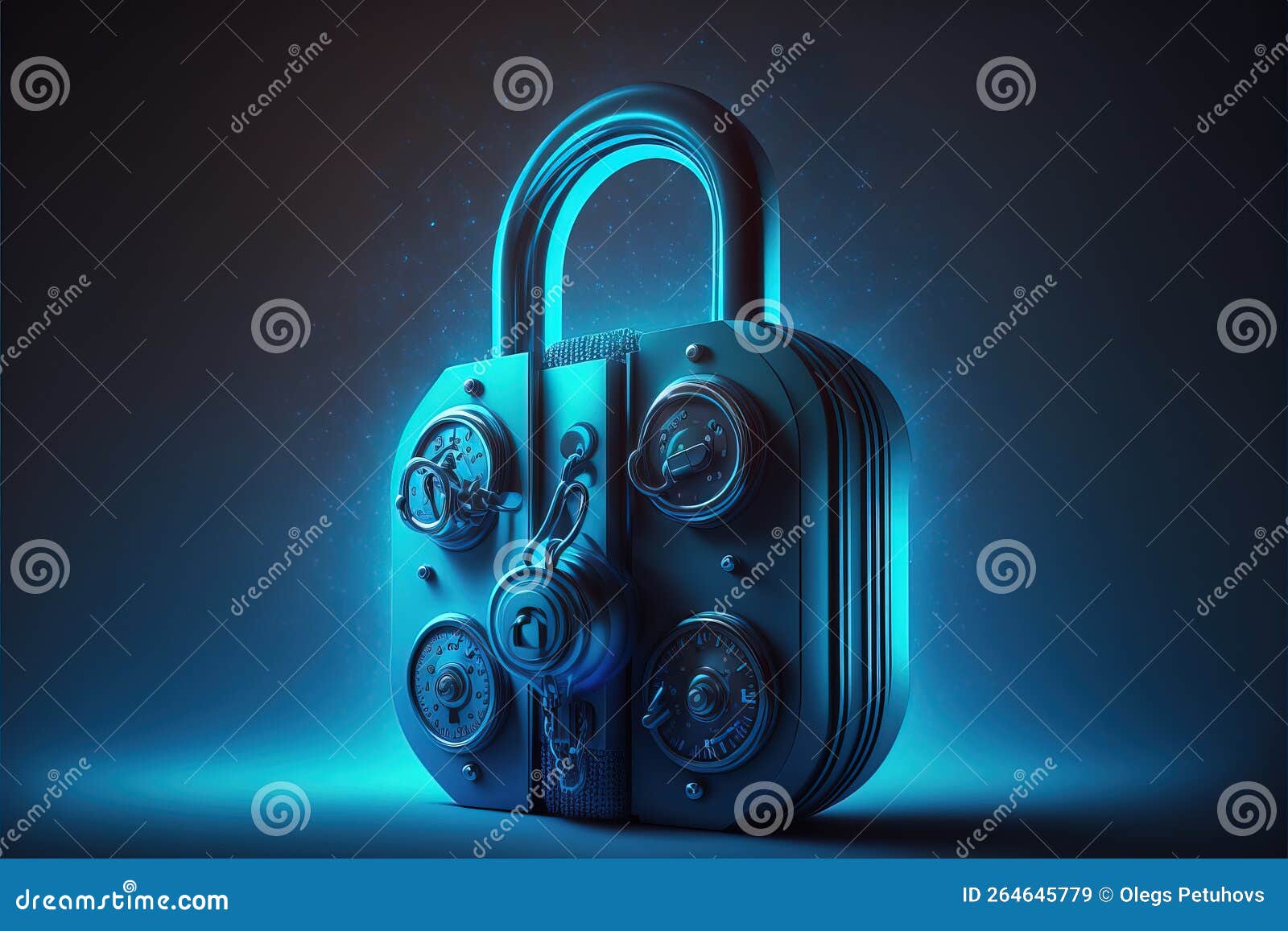 A Blue Lock with Two Clocks on it S Sides and a Keyhole on the Front of ...