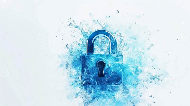 Blue Lock on White Background Stock Image - Image of privacy, password ...