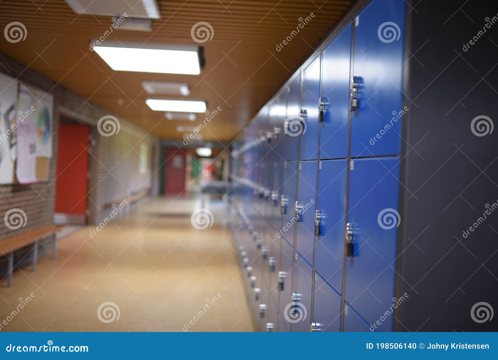 Blue Locker-rooms at a School Stock Photo - Image of hall, friendship ...