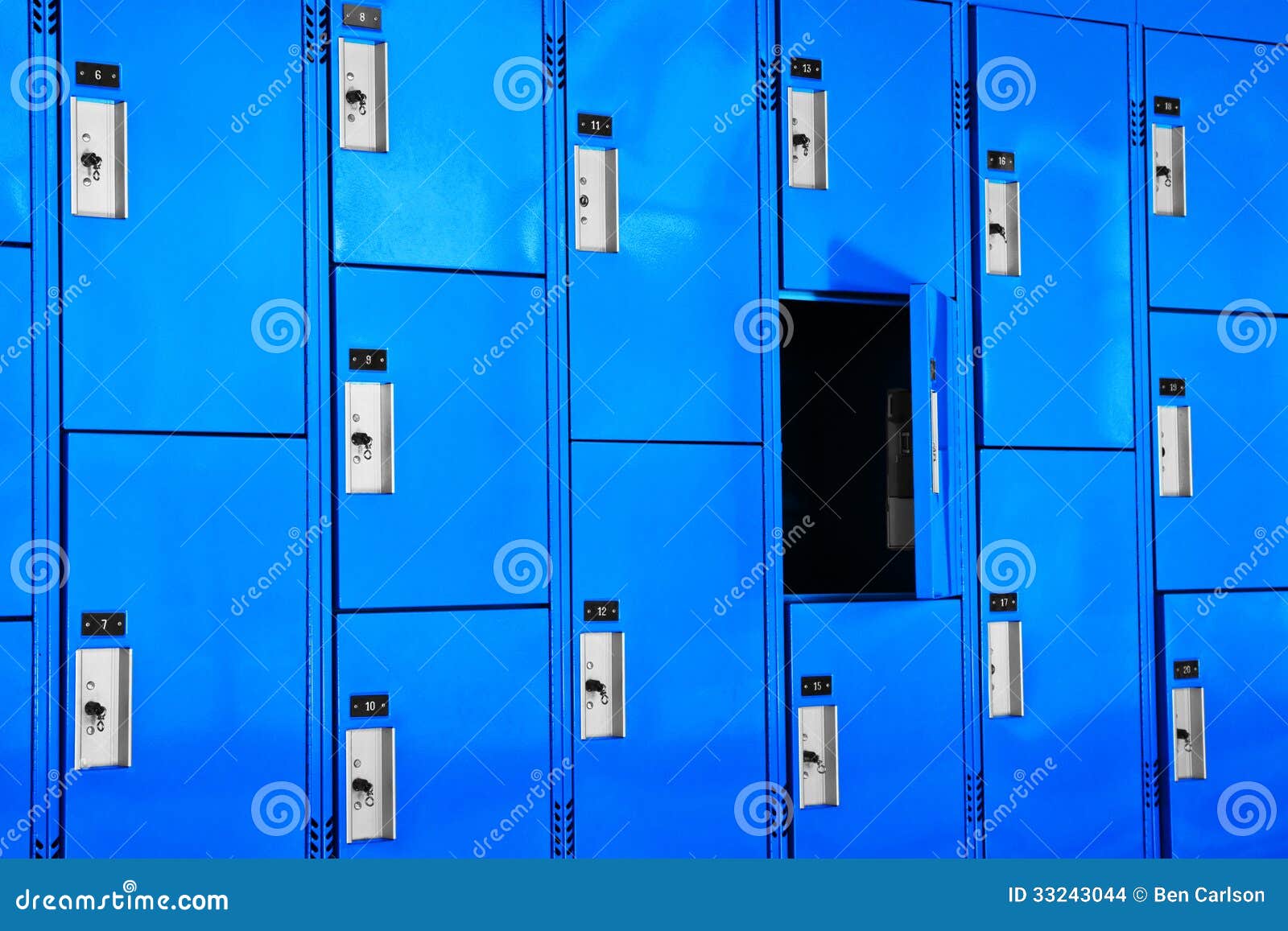 Blue Lockers stock photo. Image of sequential, numbered - 33243044