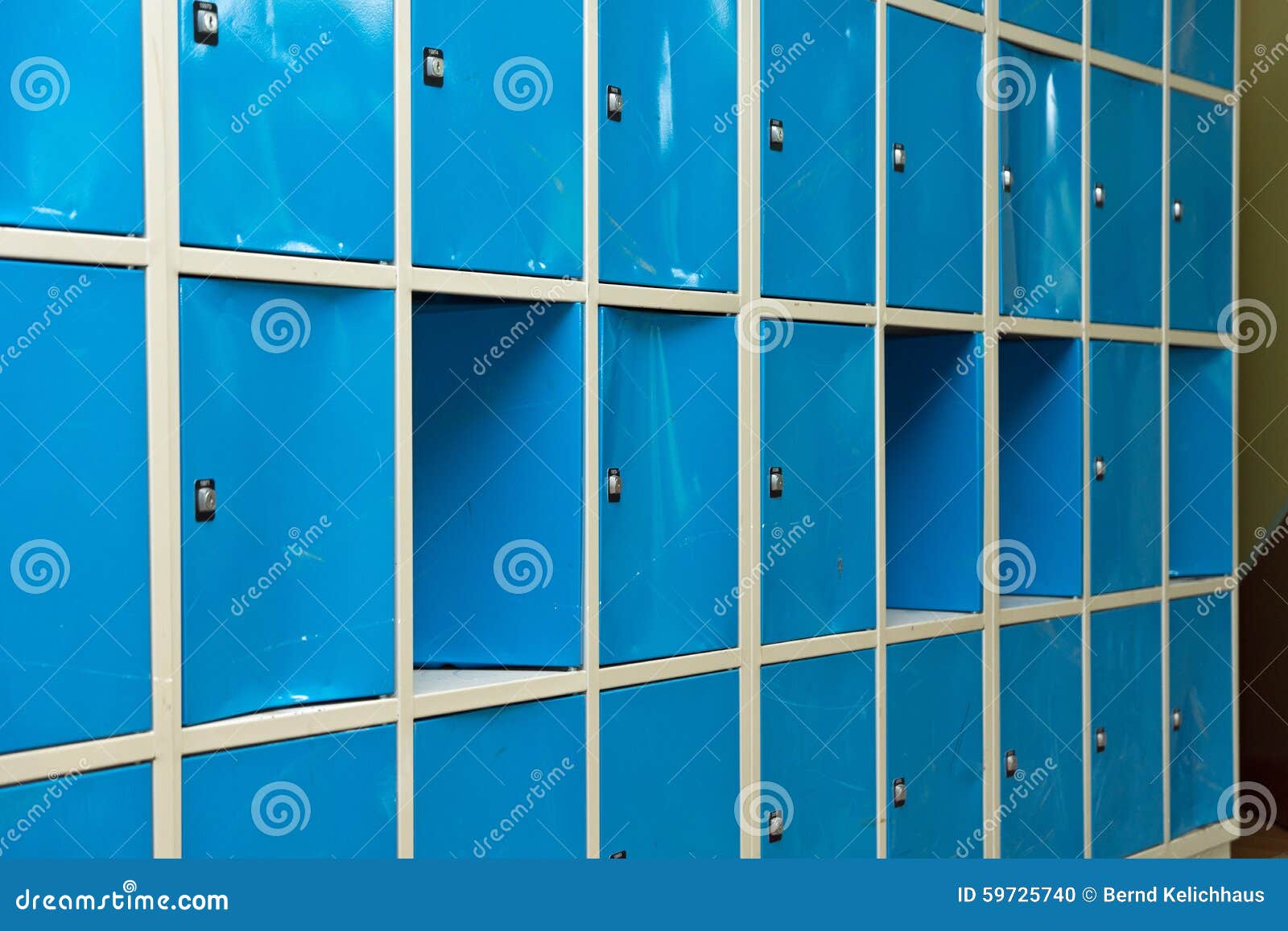 Blue Lockers in the Room stock photo. Image of pattern - 59725740