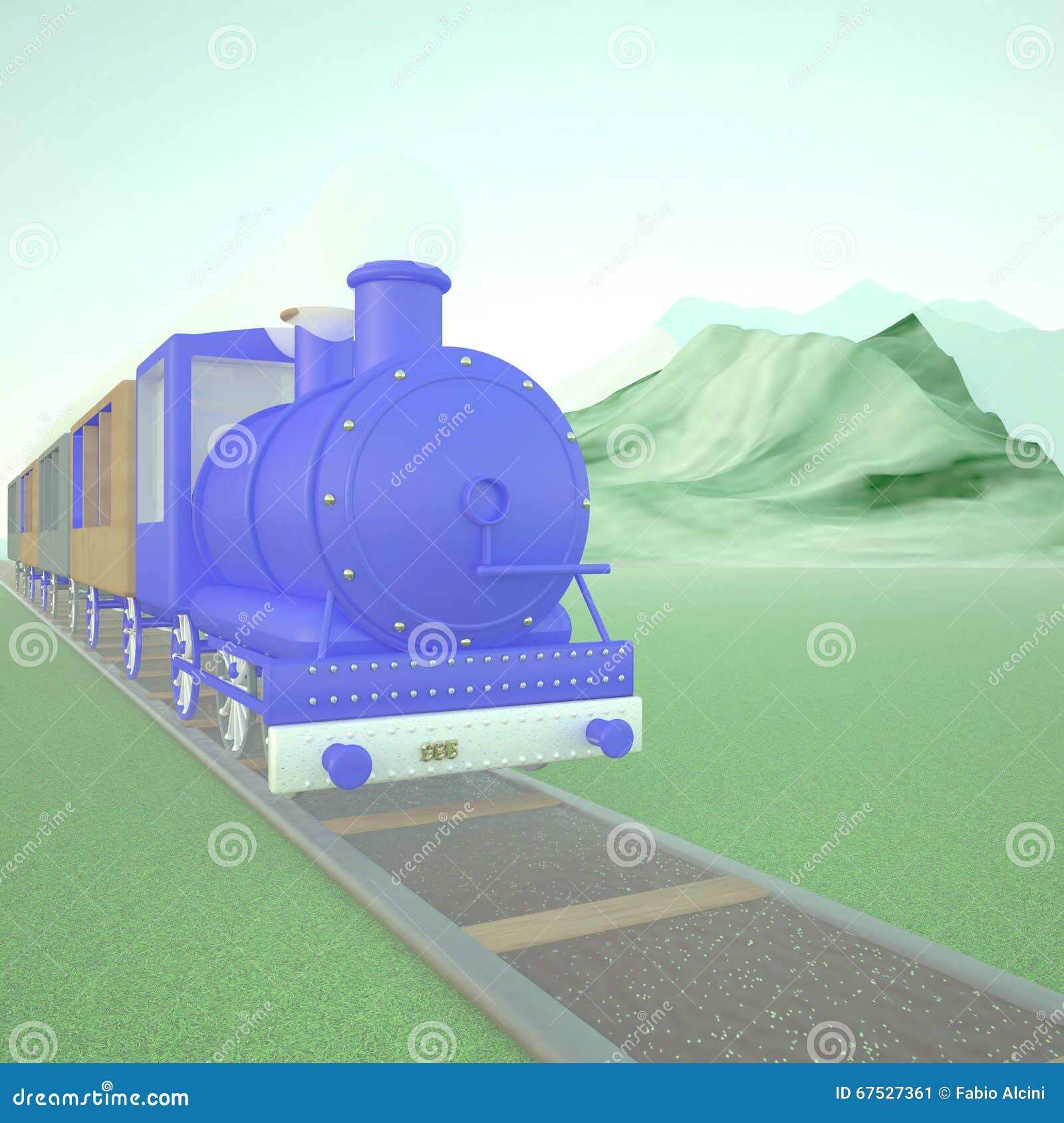 Blue Locomotive of Steam Train Stock Illustration - Illustration of ...
