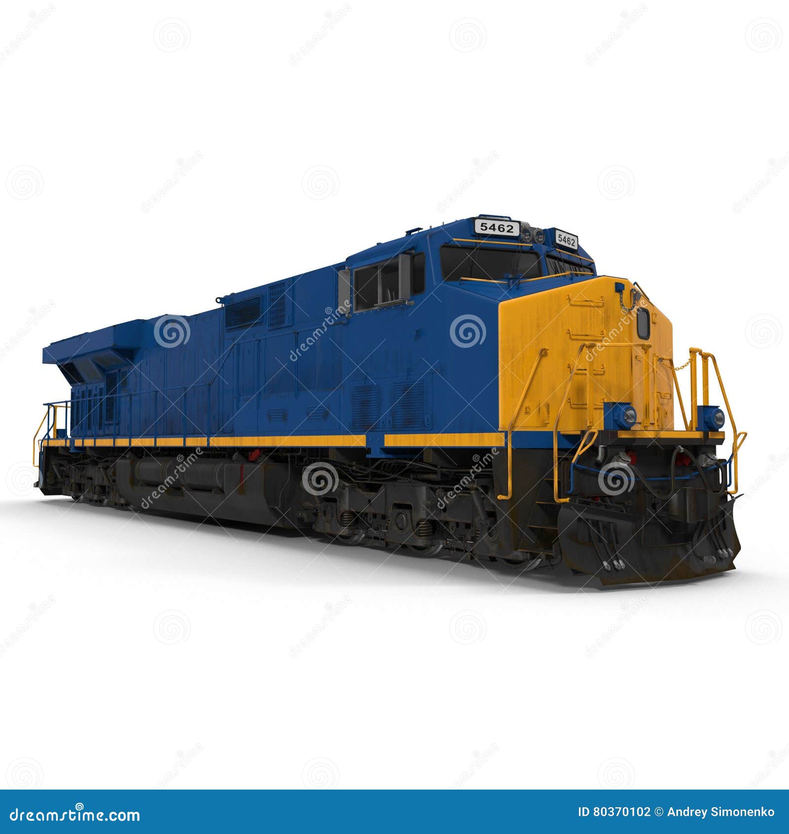 Blue Locomotive on White. 3D Illustration Stock Illustration ...