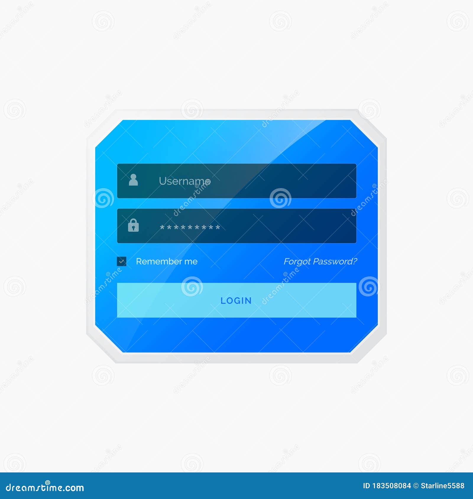 Blue Login Form Template Design in Vector Style Stock Vector ...