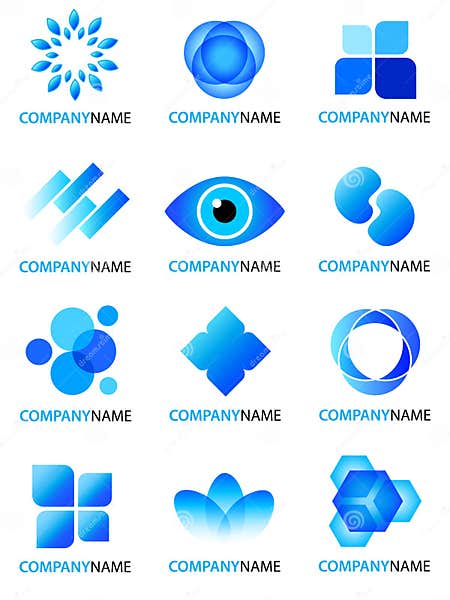 Blue logo collection stock vector. Illustration of company - 18430054