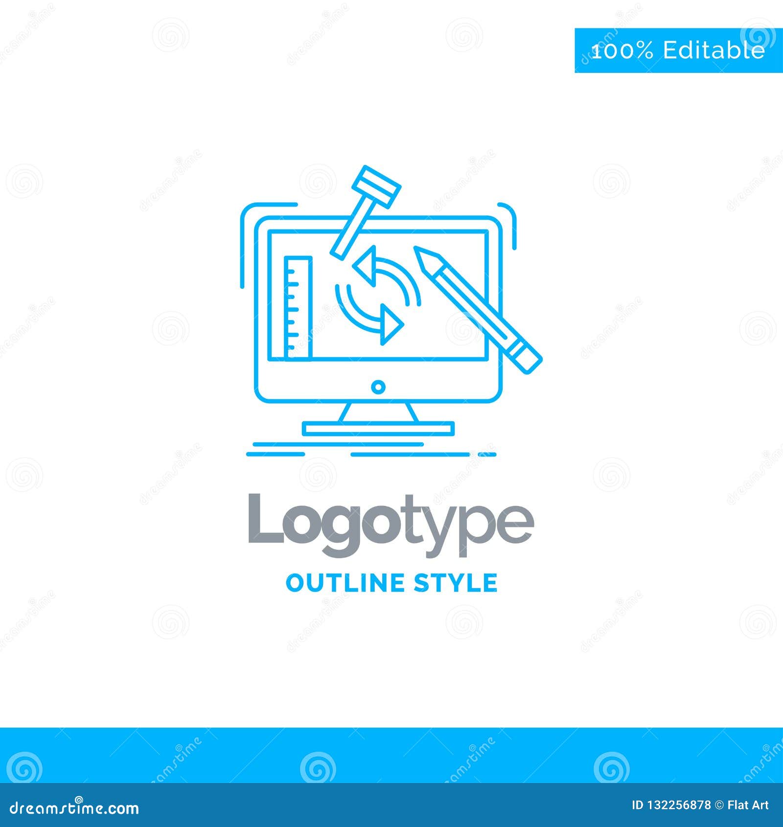 Blue Logo Design for Engineering, Project, Tools, Workshop, Proc Stock ...