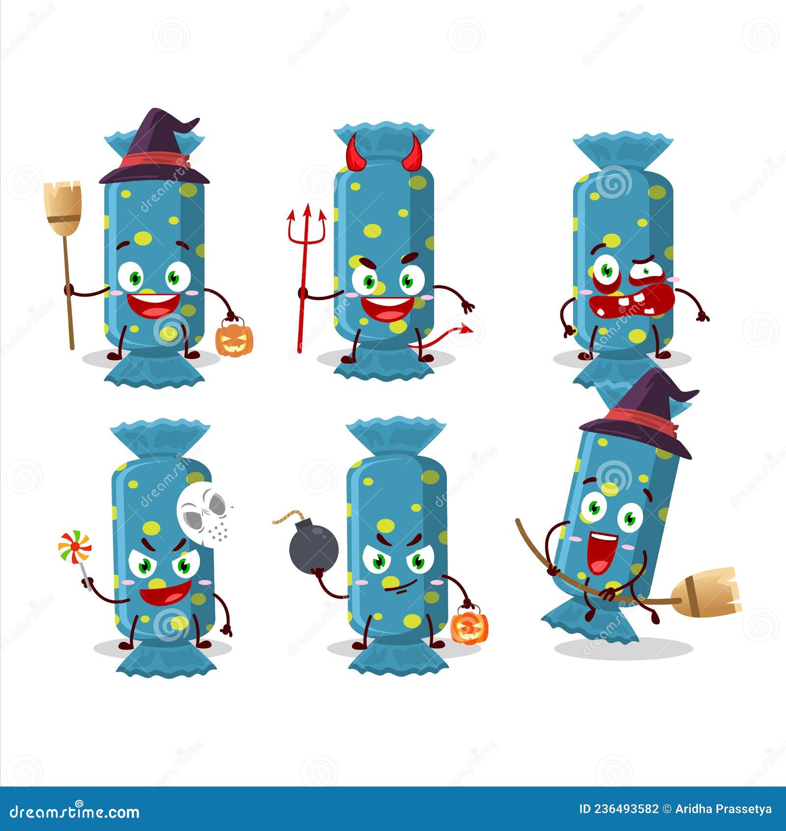 Blue Long Candy Package Cartoon Character Bring Information Board Stock ...