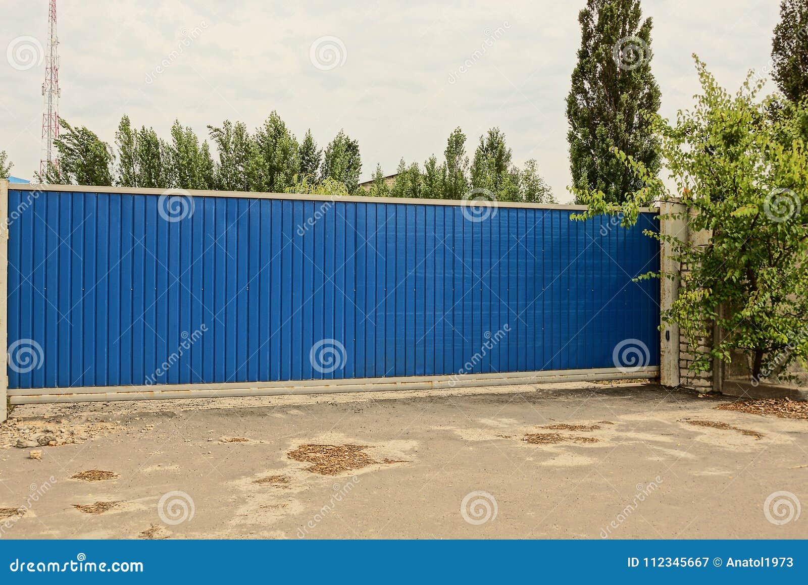 Blue Long Iron Gates on the Street Stock Image - Image of home, decor ...
