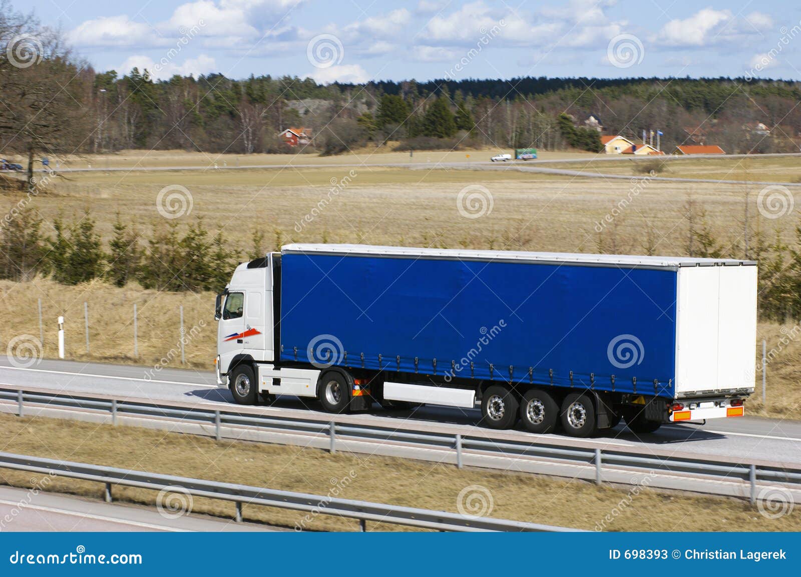 Blue lorry in countryside stock image. Image of route, industry - 698393