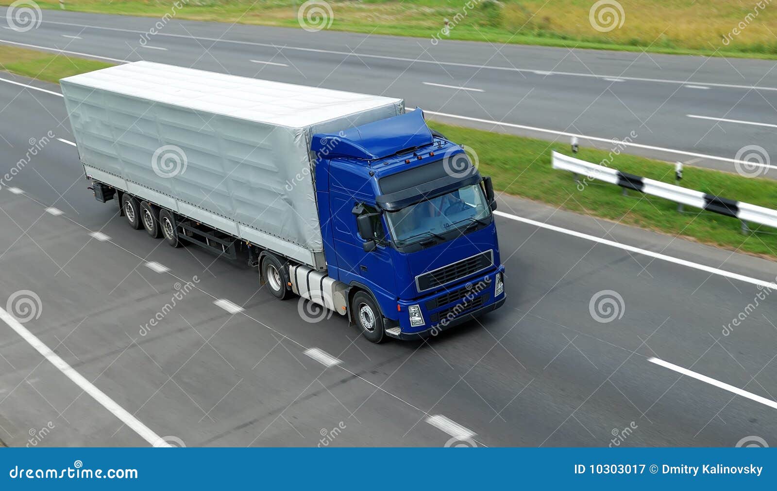Blue Lorry with Grey Trailer (upper View) Stock Image - Image of ...