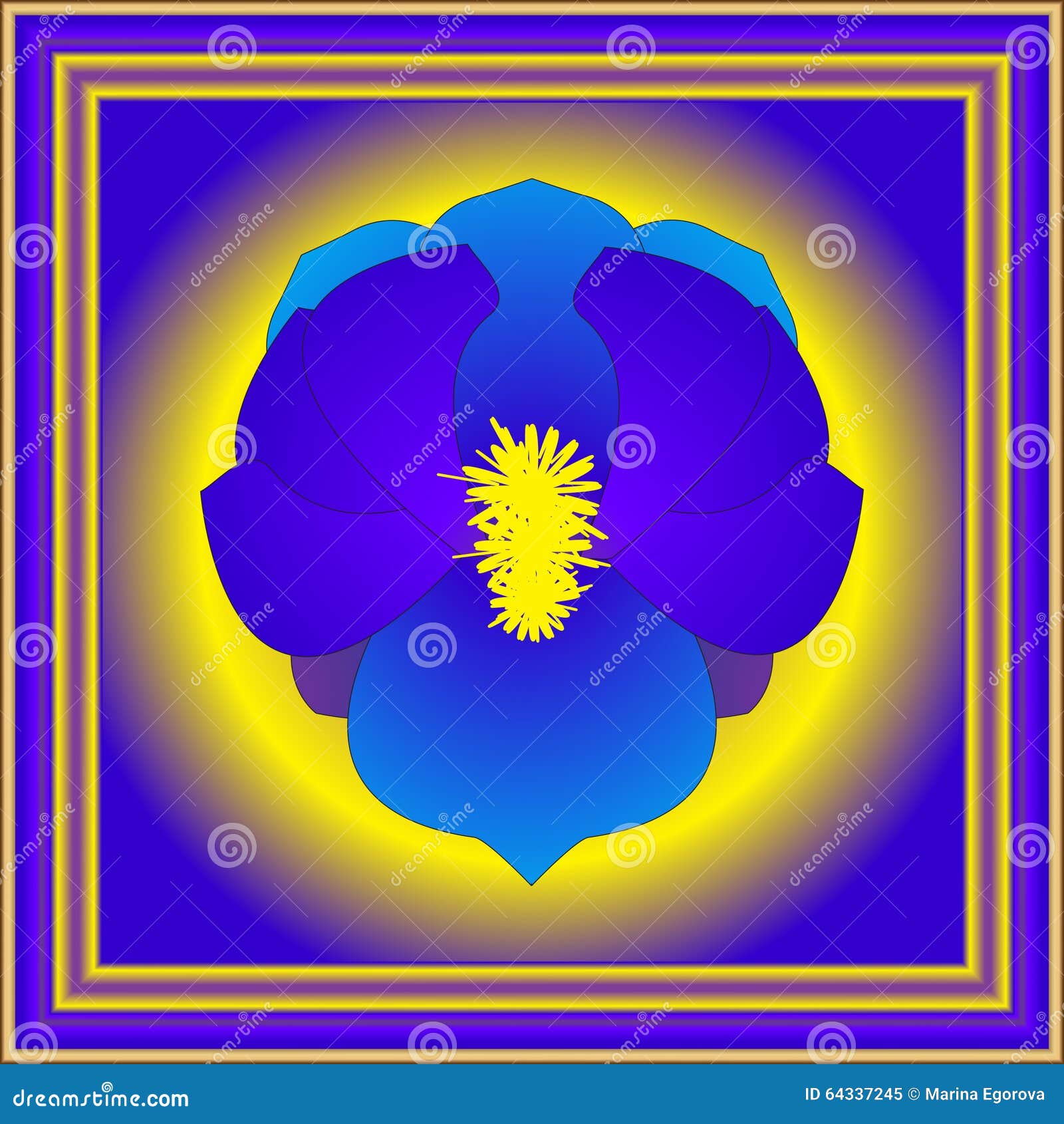 Blue lotus in frame stock vector. Illustration of healthy - 64337245