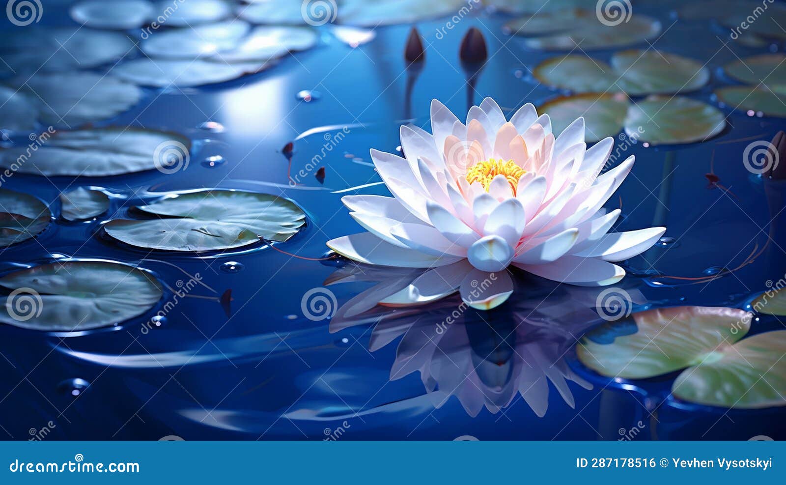 Blue Lotus Blue Lotus Water Surface Reflection in Wate_015 Stock ...