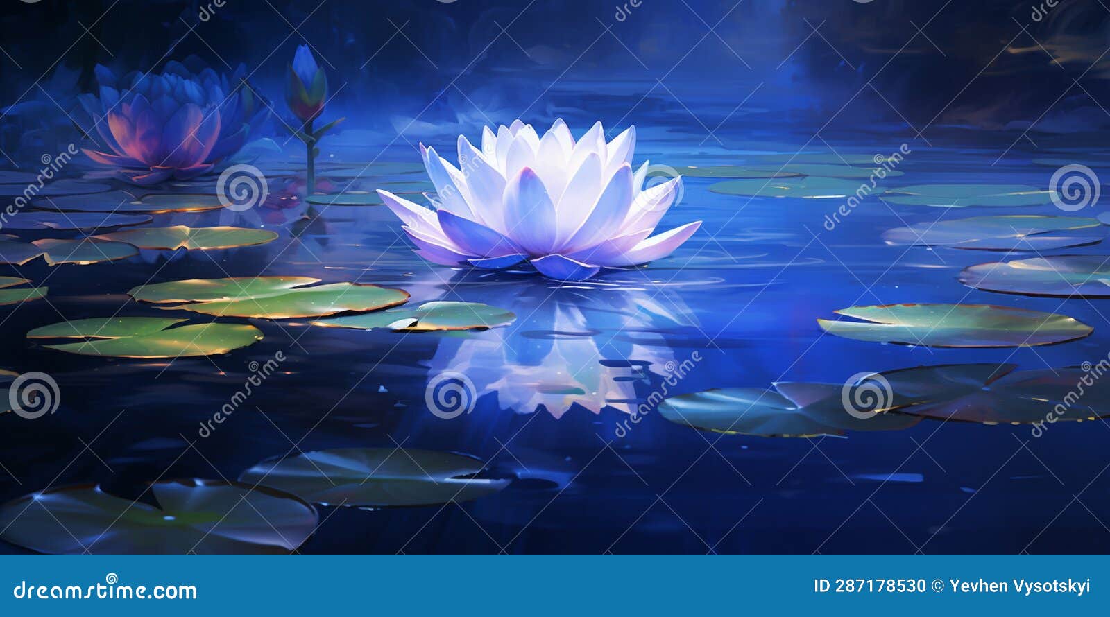Blue Lotus Blue Lotus Water Surface Reflection in Wate_015 Stock ...