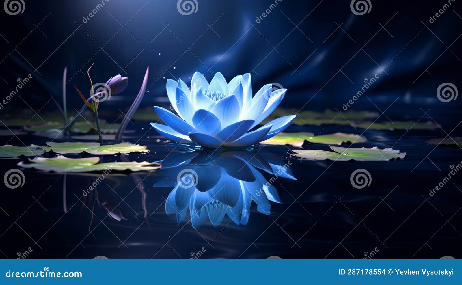 Blue Lotus Blue Lotus Water Surface Reflection in Wate_015 Stock ...