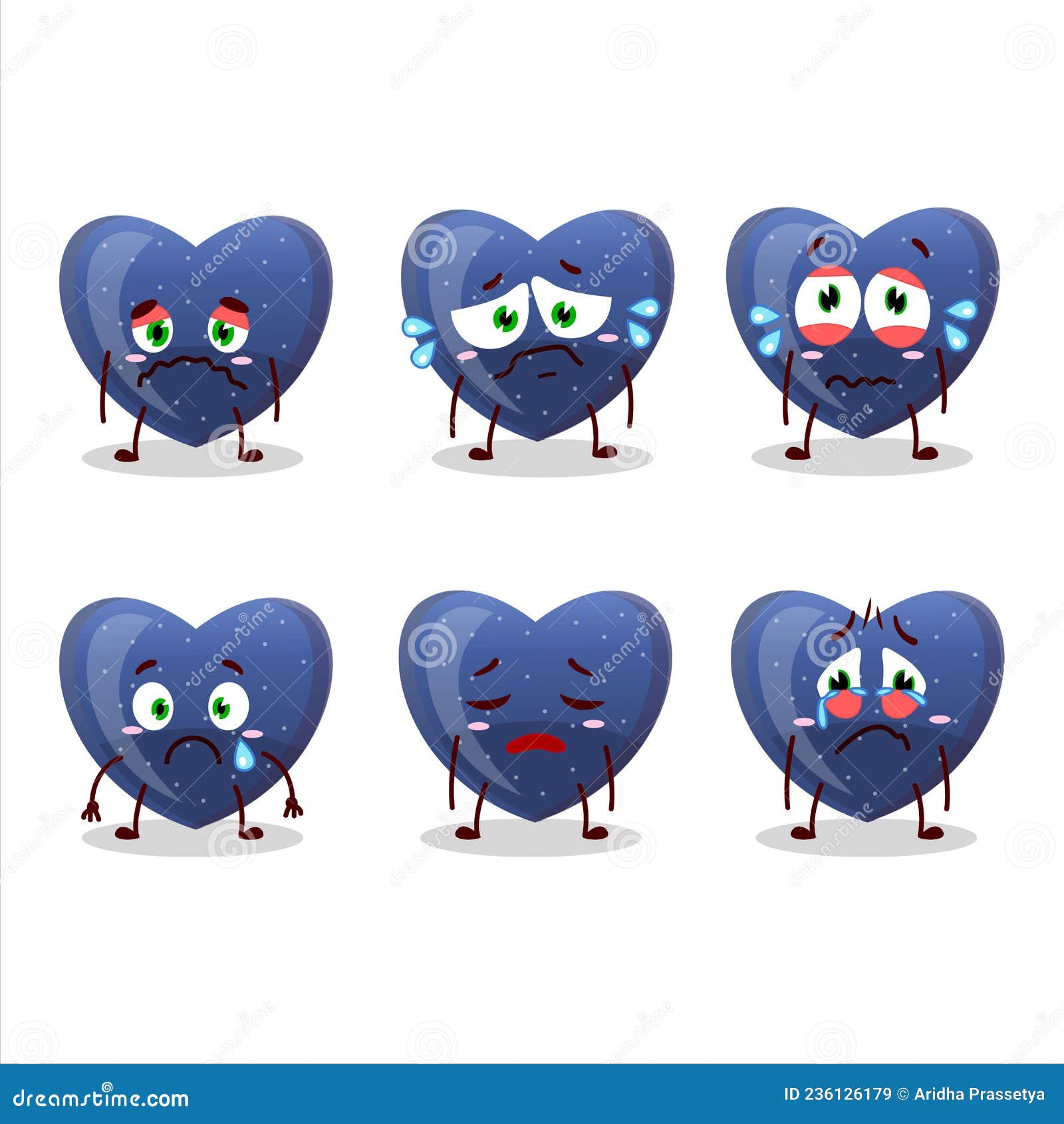 Blue Love Gummy Candy Cartoon Character with Sad Expression Stock ...