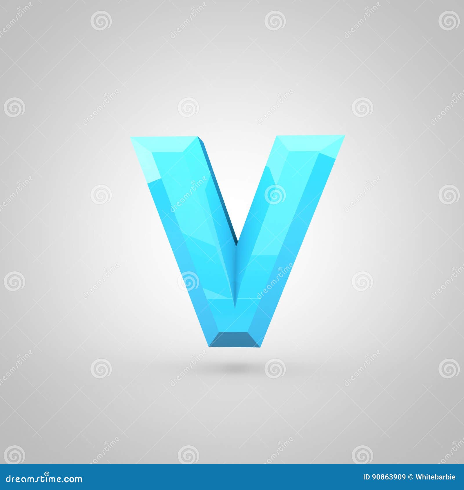 Blue Low Poly Alphabet Letter V Lowercase Isolated on White Background ...