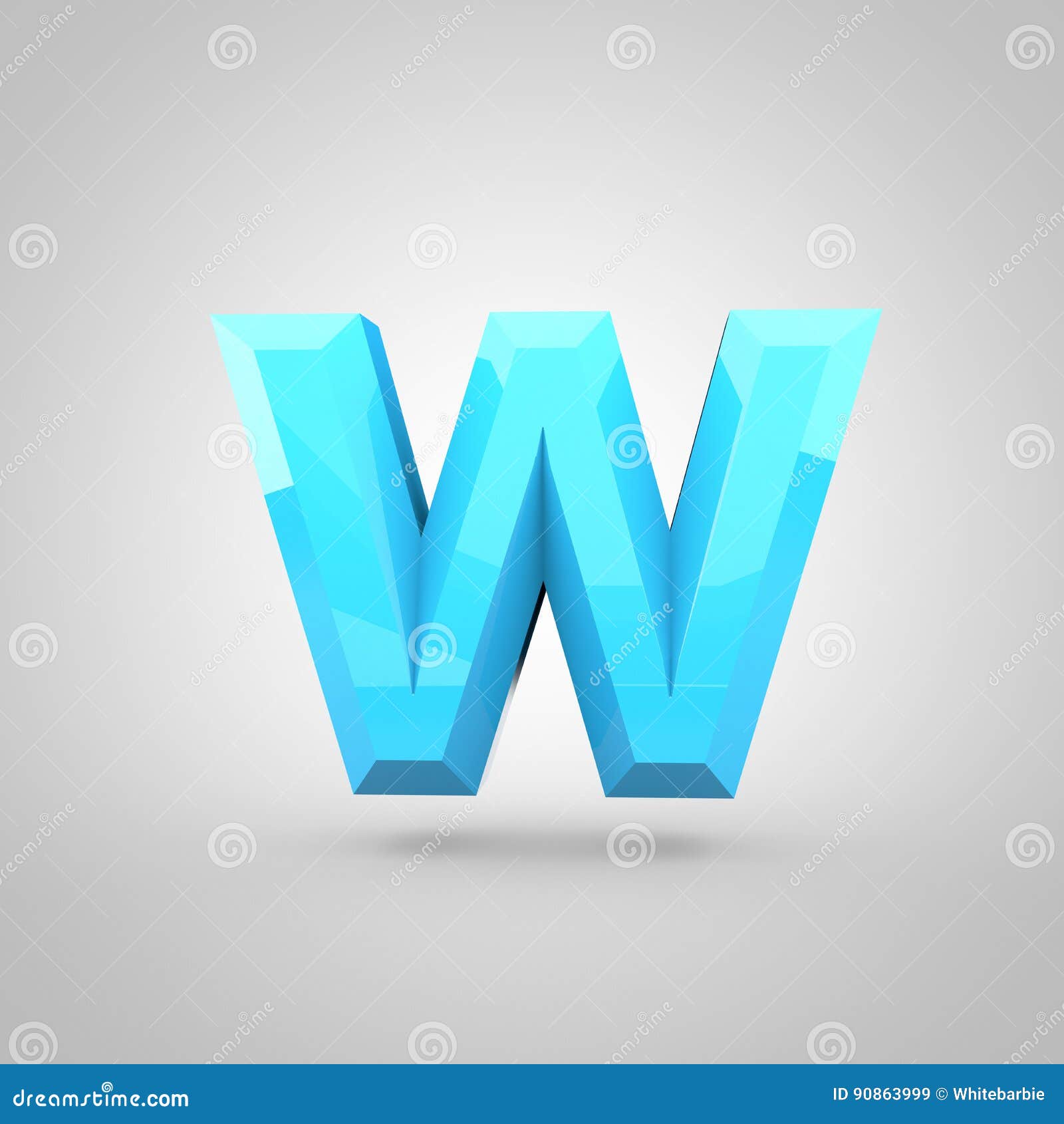 Blue Low Poly Alphabet Letter W Lowercase Isolated on White Background ...