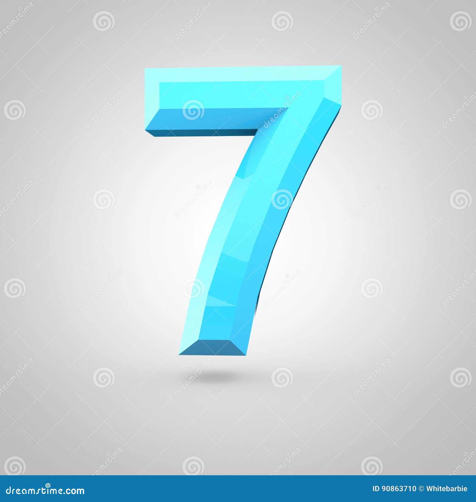 Blue Low Poly Alphabet Number 7 Isolated on White Background. Stock ...