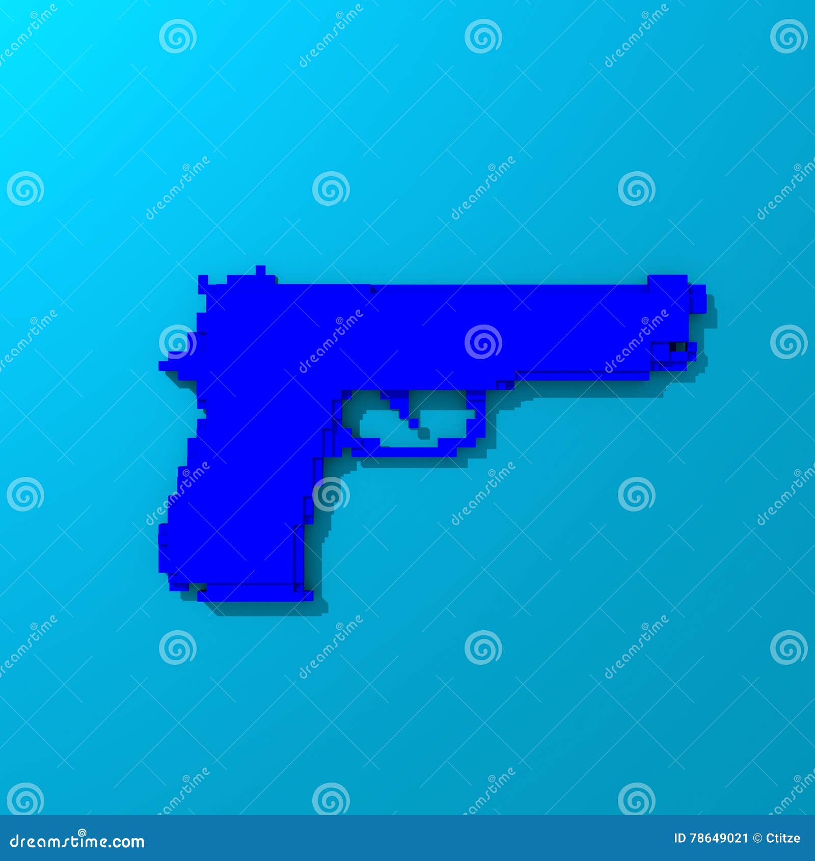 Blue Low-poly Pistol Illustration Stock Illustration - Illustration of ...