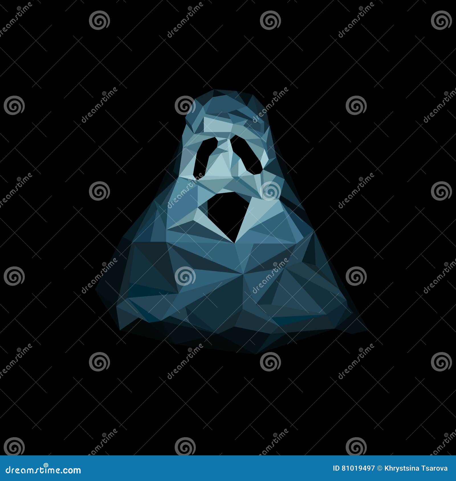 Blue low poly style ghost stock vector. Illustration of blue - 81019497