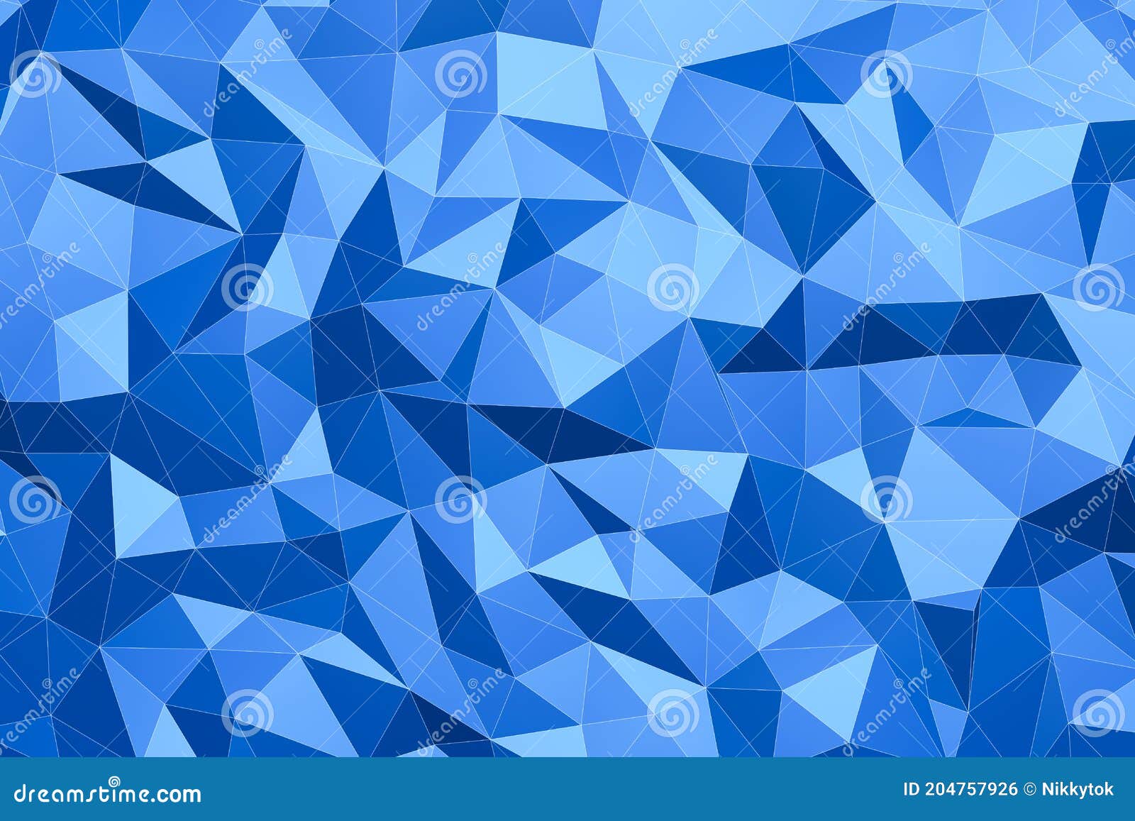 Blue Low Poly Triangles Background With Wireframes, 3d Render Stock ...