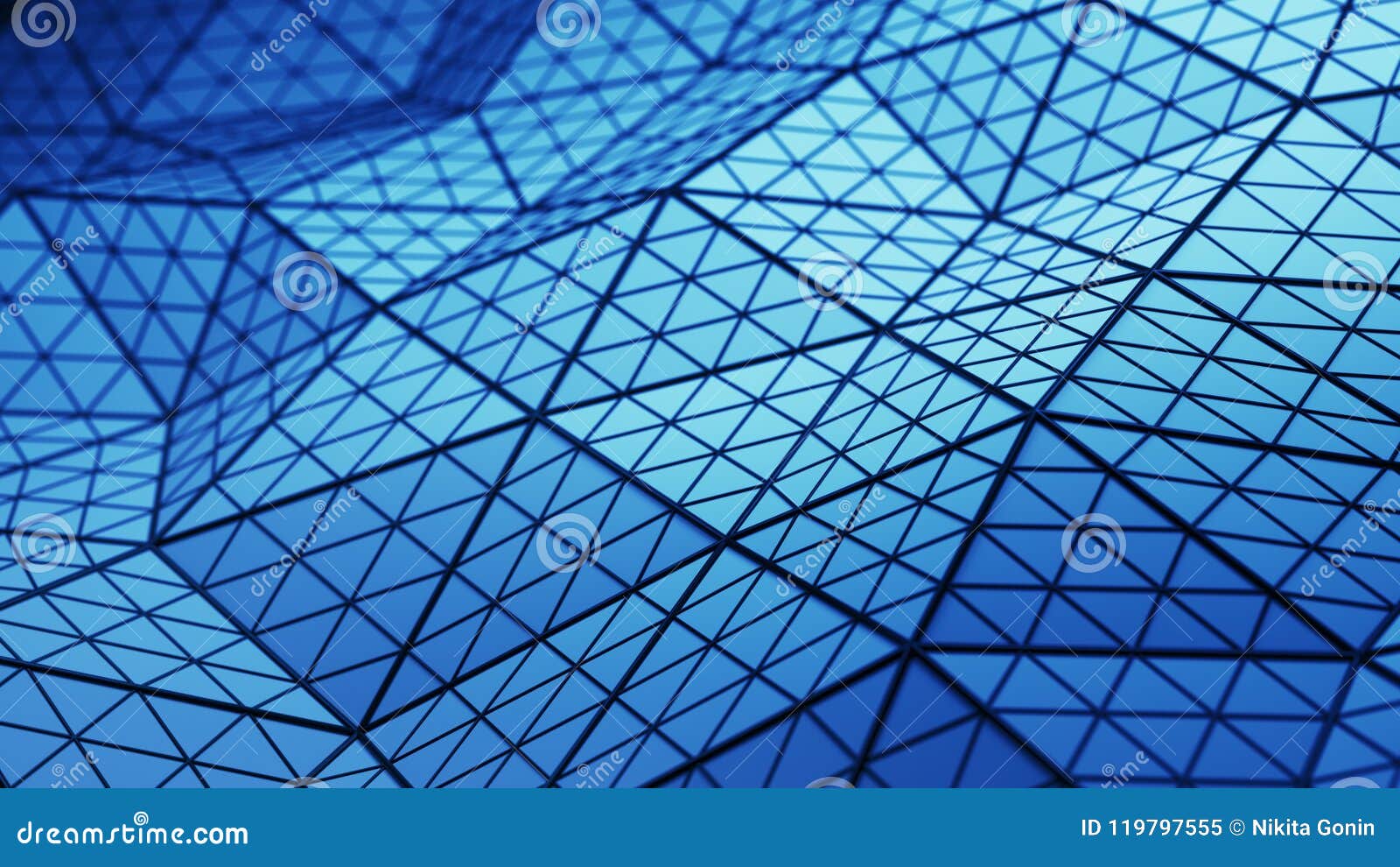 Blue Low Poly Triangulated Shape with Subdivided Polygons 3D Rendering ...