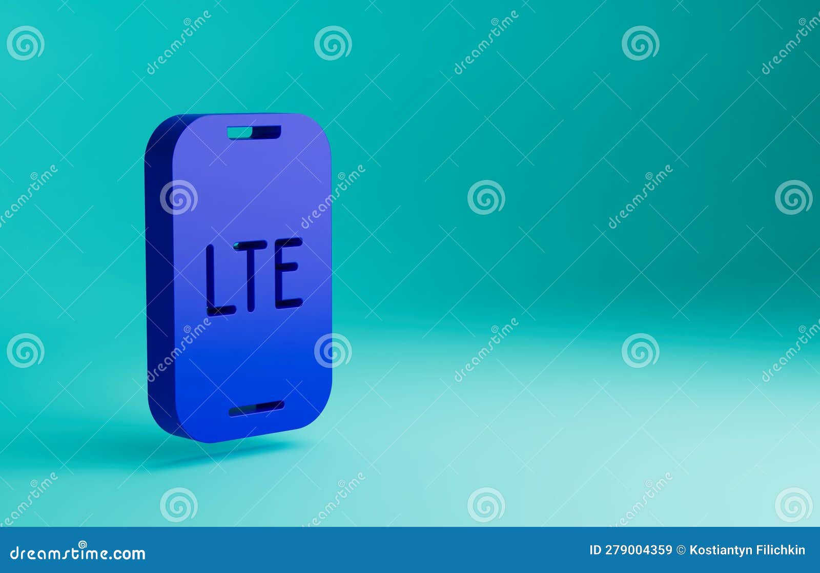 Blue LTE Network Icon Isolated on Blue Background. Minimalism Concept ...