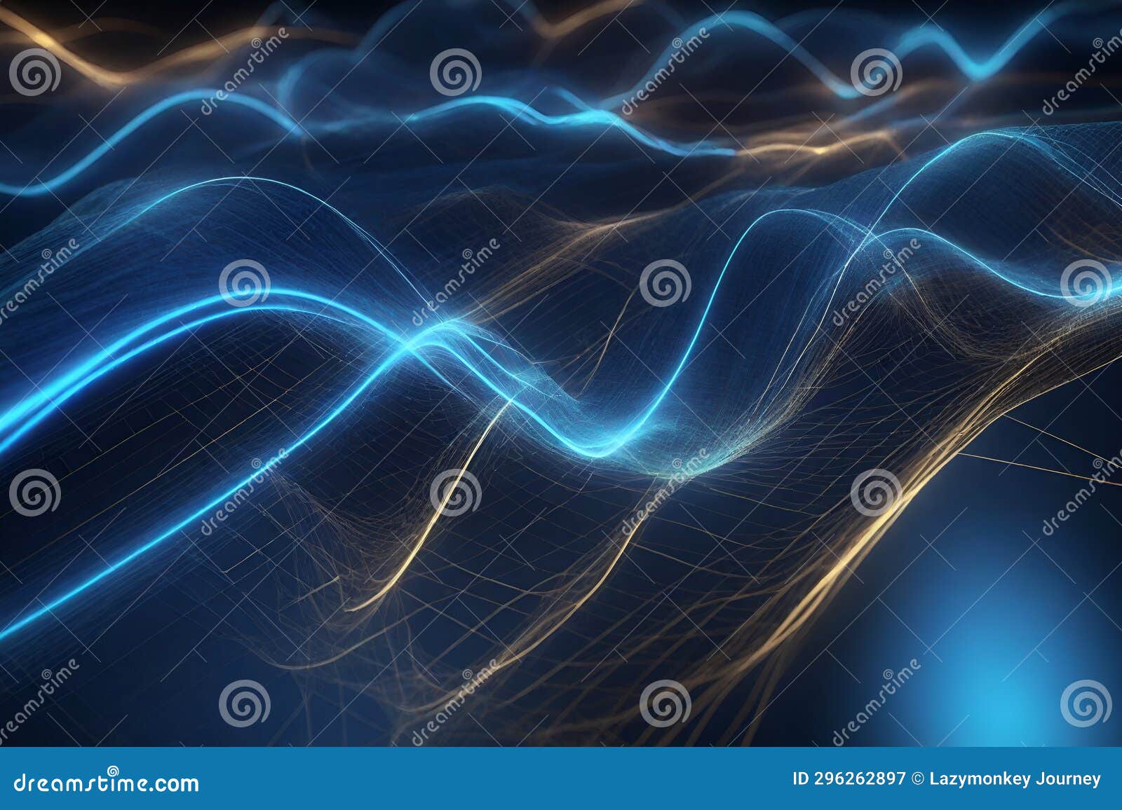 Blue Luminous Line Wave Form Moving Forward Stock Illustration ...