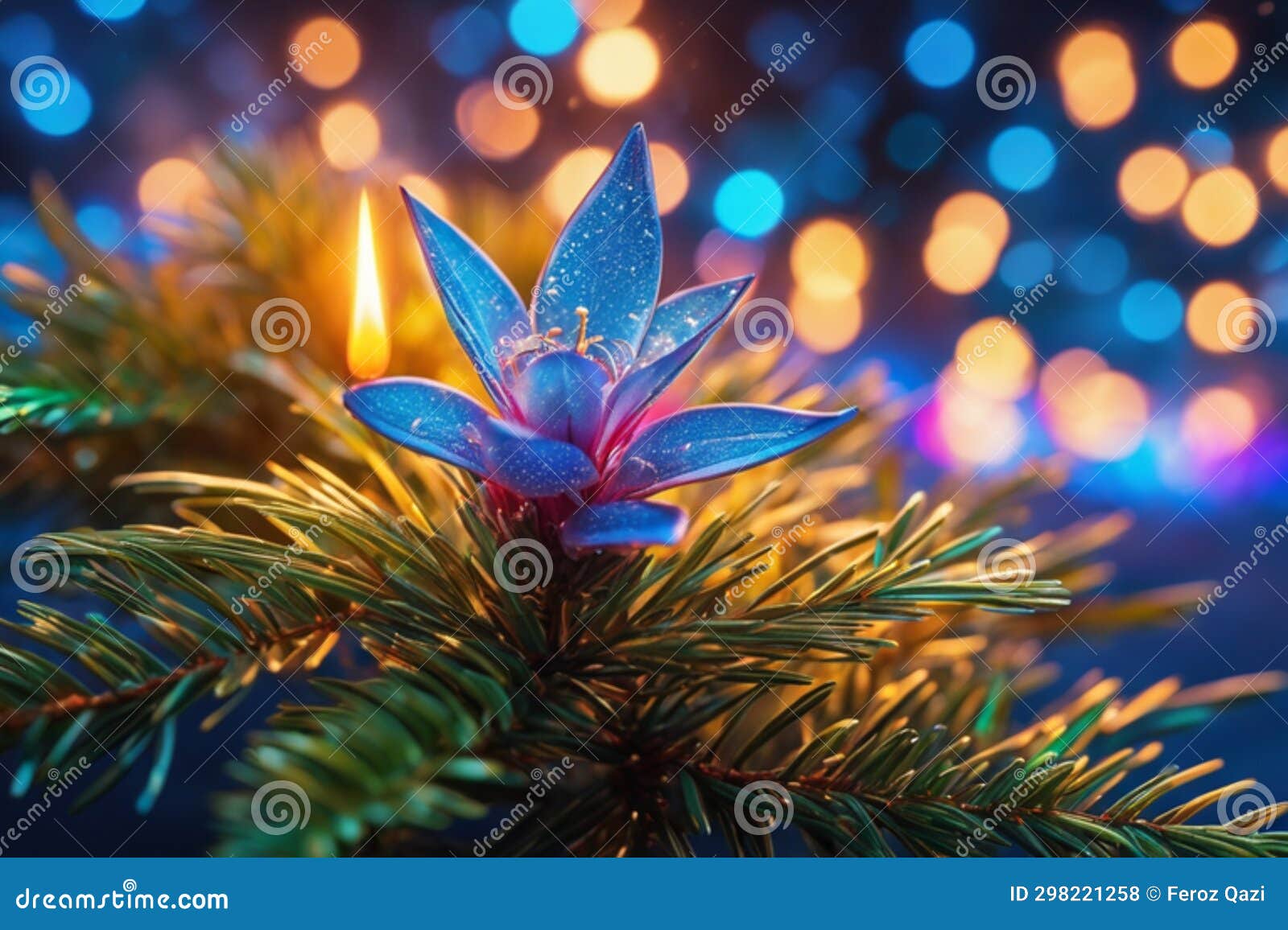 Blue Luster Festive Flourish: Christmas Tree Foliage Stock Photo ...