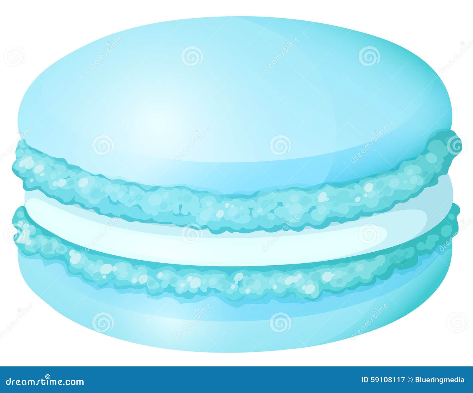 Blue macaron with cream stock vector. Illustration of flavor - 59108117