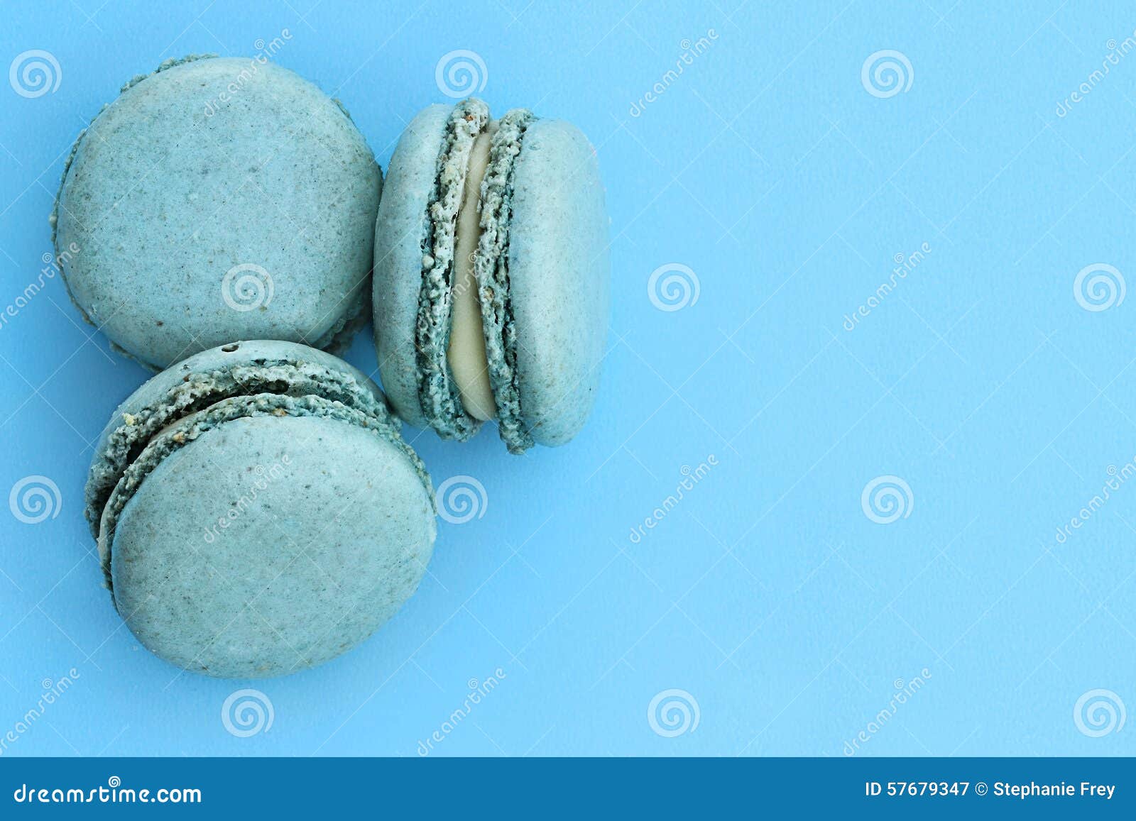 Blue Macarons stock image. Image of cream, dessert, candy - 57679347