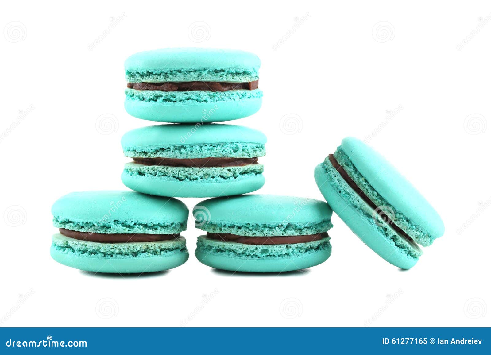 Blue macarons stock image. Image of green, cake, heap - 61277165