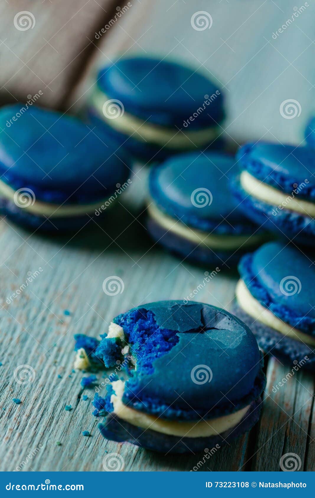 Blue Macaroons stock photo. Image of cookie, arrangement - 73223108