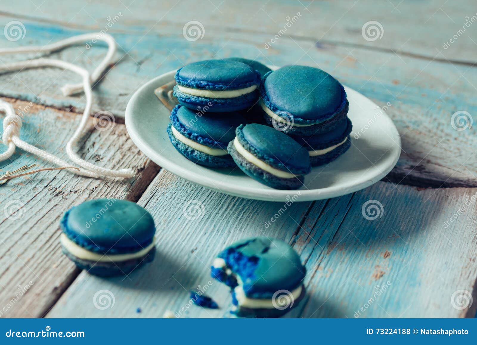 Blue Macaroons stock photo. Image of dessert, dough, kitchen - 73224188