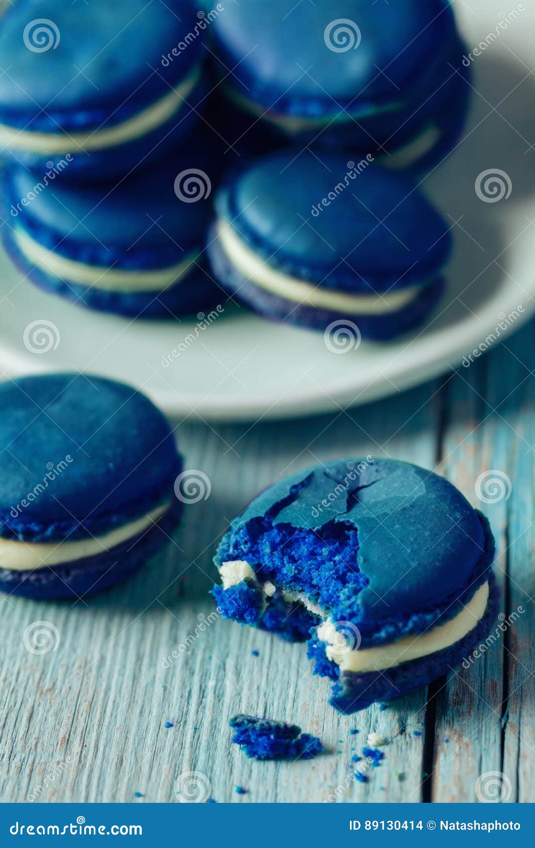 Blue Macaroons stock photo. Image of dough, eating, dessert - 89130414