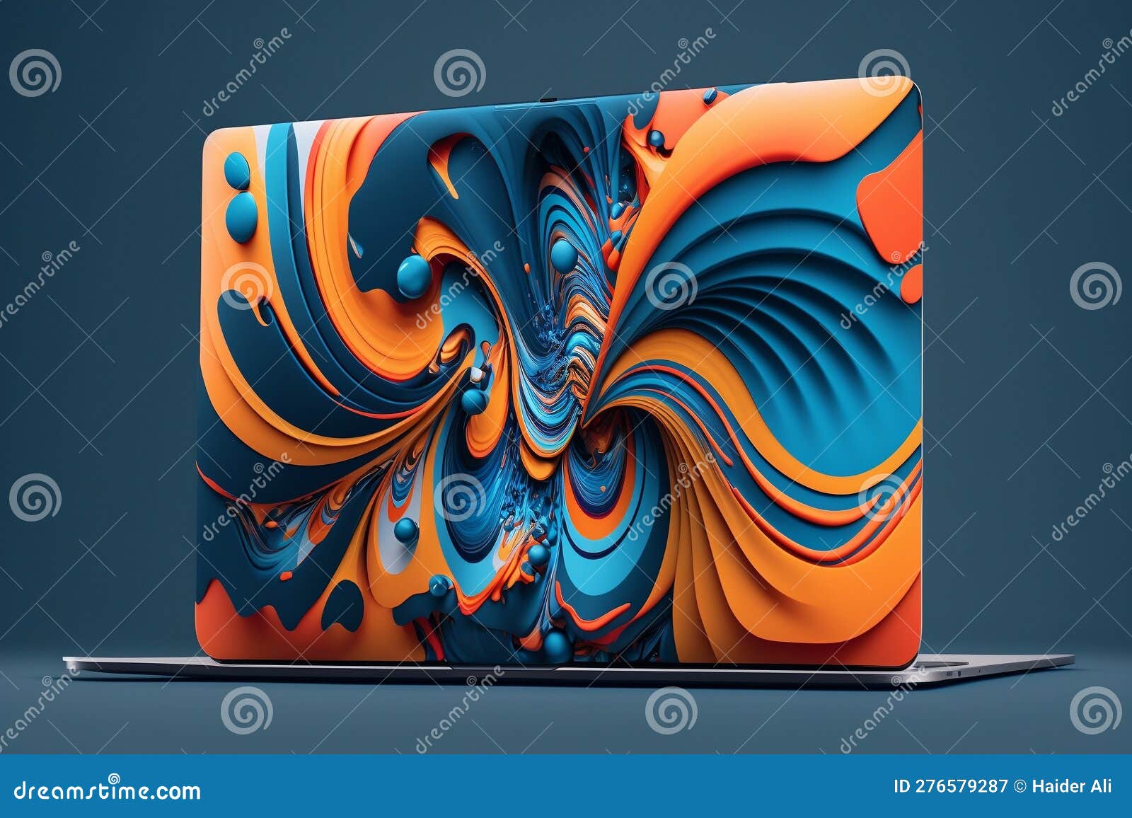 Blue MacBook Displaying a Colorful Digital Design for Web Design ...