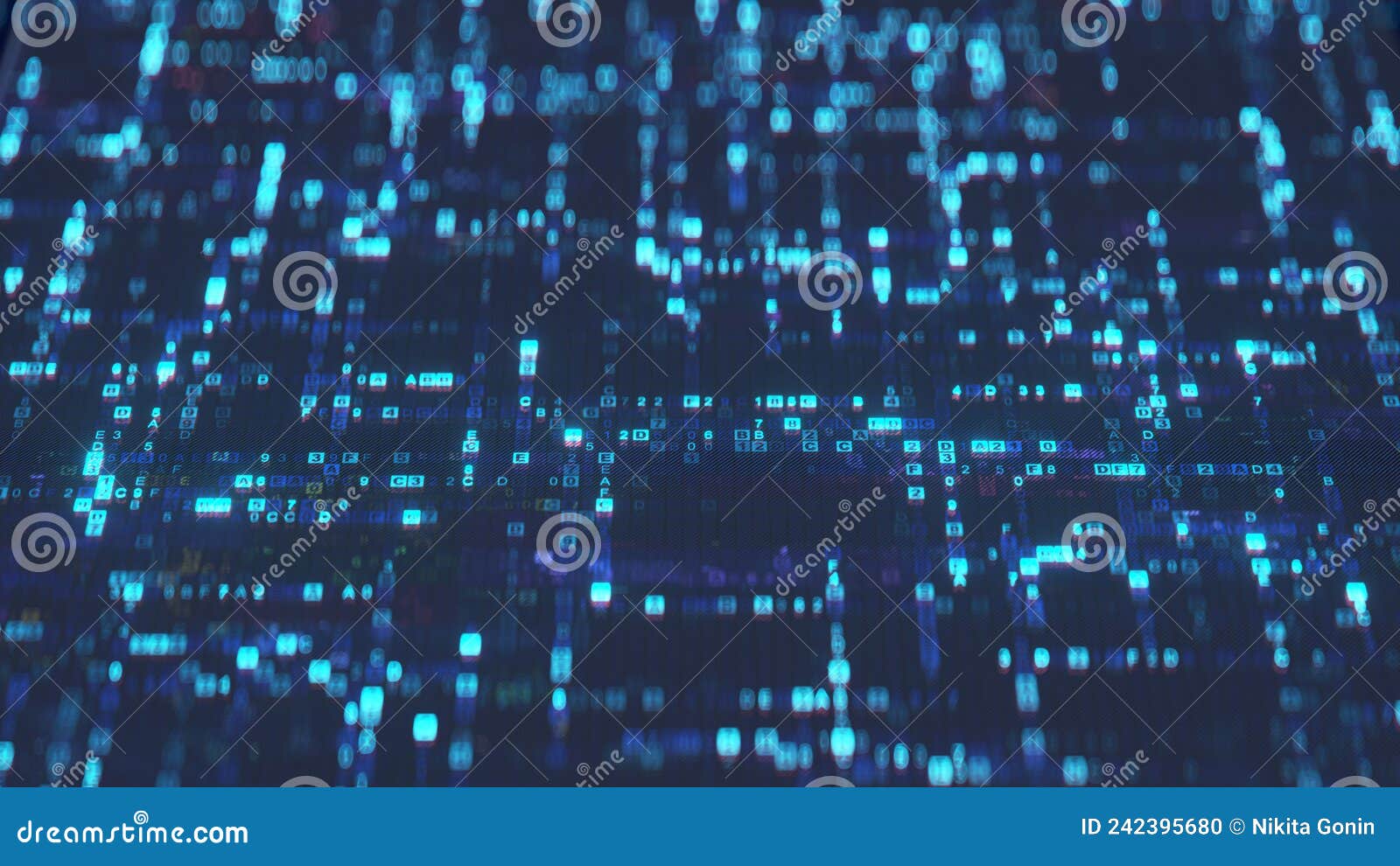 Blue Machine Hex-code on Screen 3D Render Stock Illustration ...