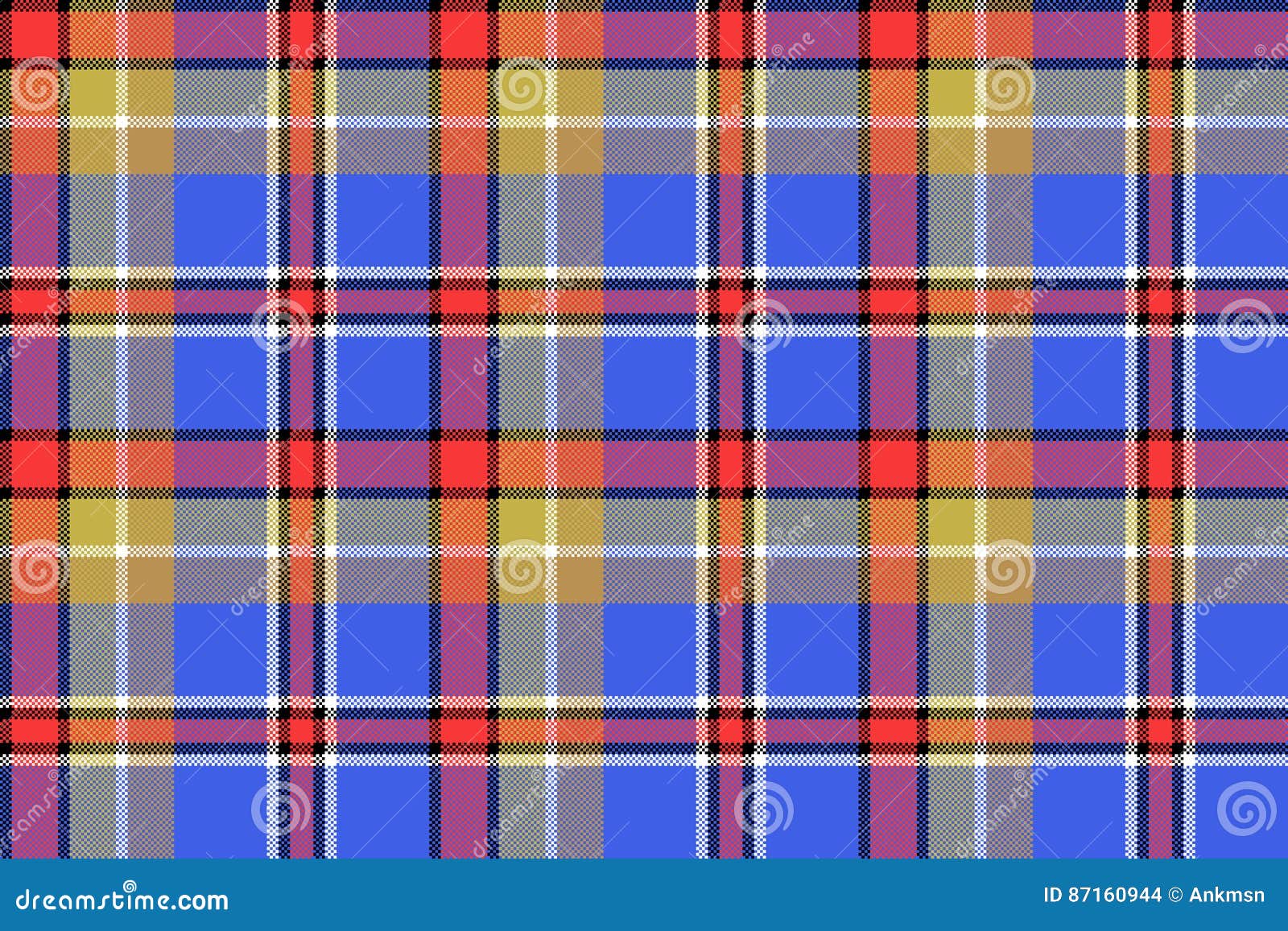 Blue Madras Check Plaid Pixeled Seamless Texture Stock Vector ...