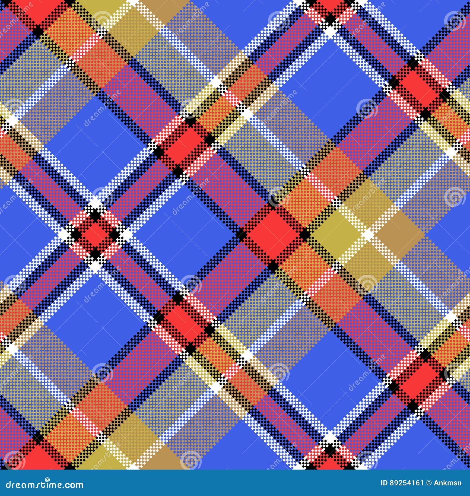Blue Madras Diagonal Fabric Texture Pixeled Seamless Pattern Stock ...