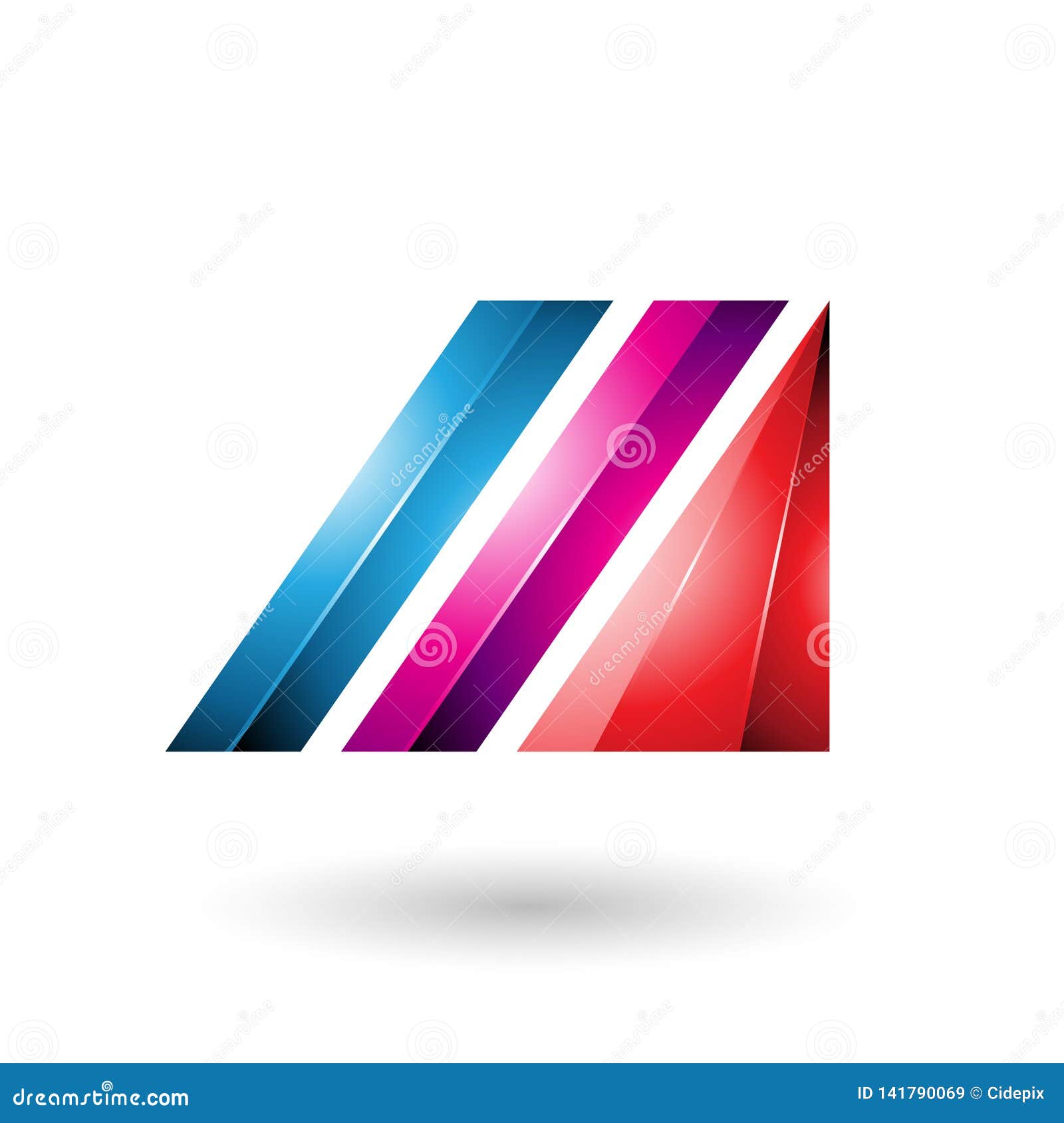 Blue and Magenta Letter M of Glossy Diagonal Bars Stock Vector ...
