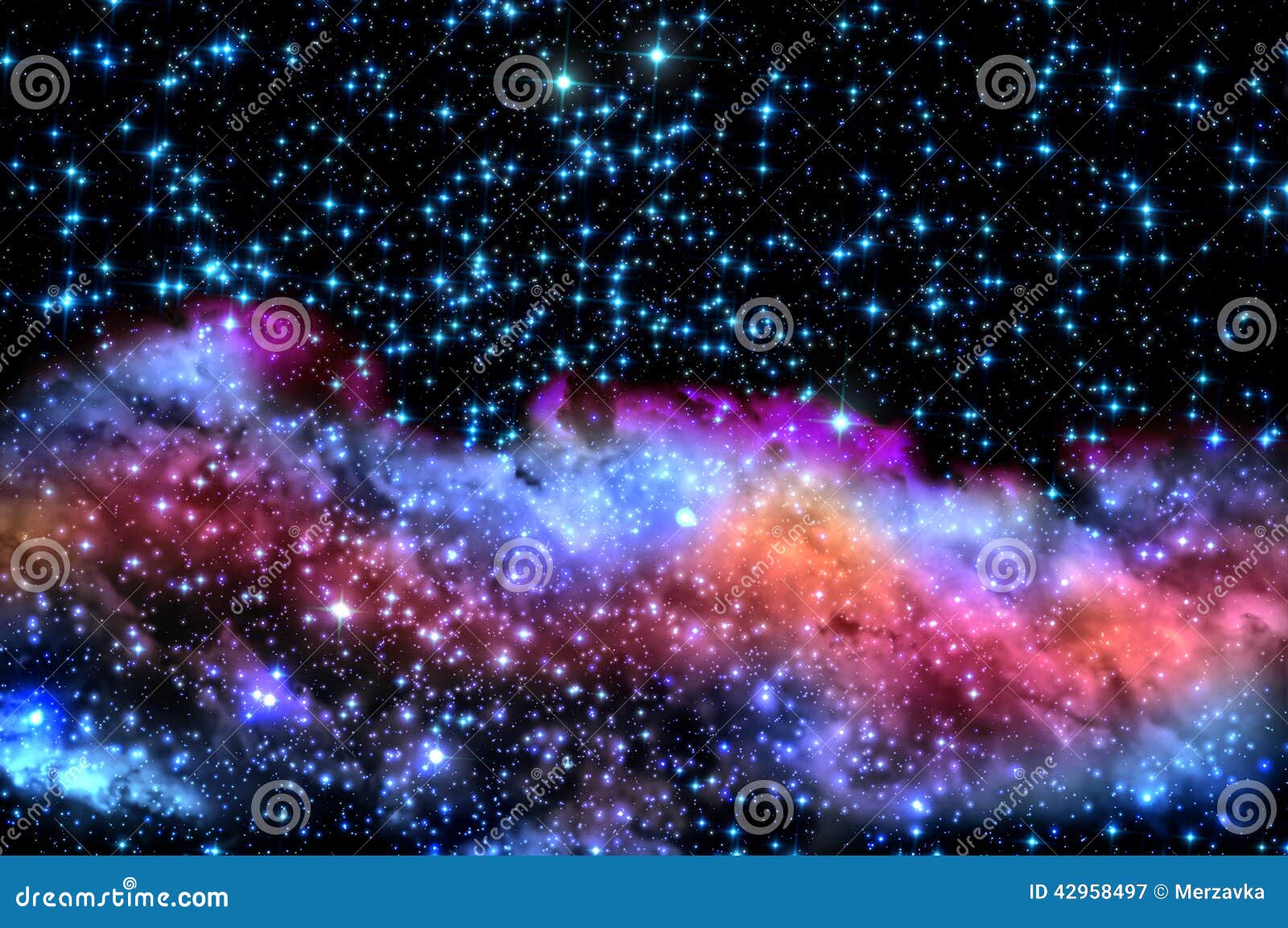 Blue and magenta nebula stock illustration. Illustration of dream ...