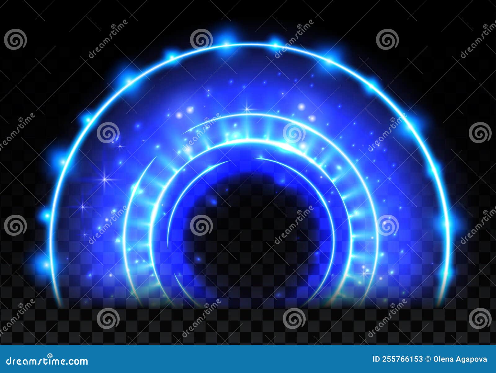 Blue Magic Arc. Abstract Magic Light Effect. Luminous Neon Arch Lines ...