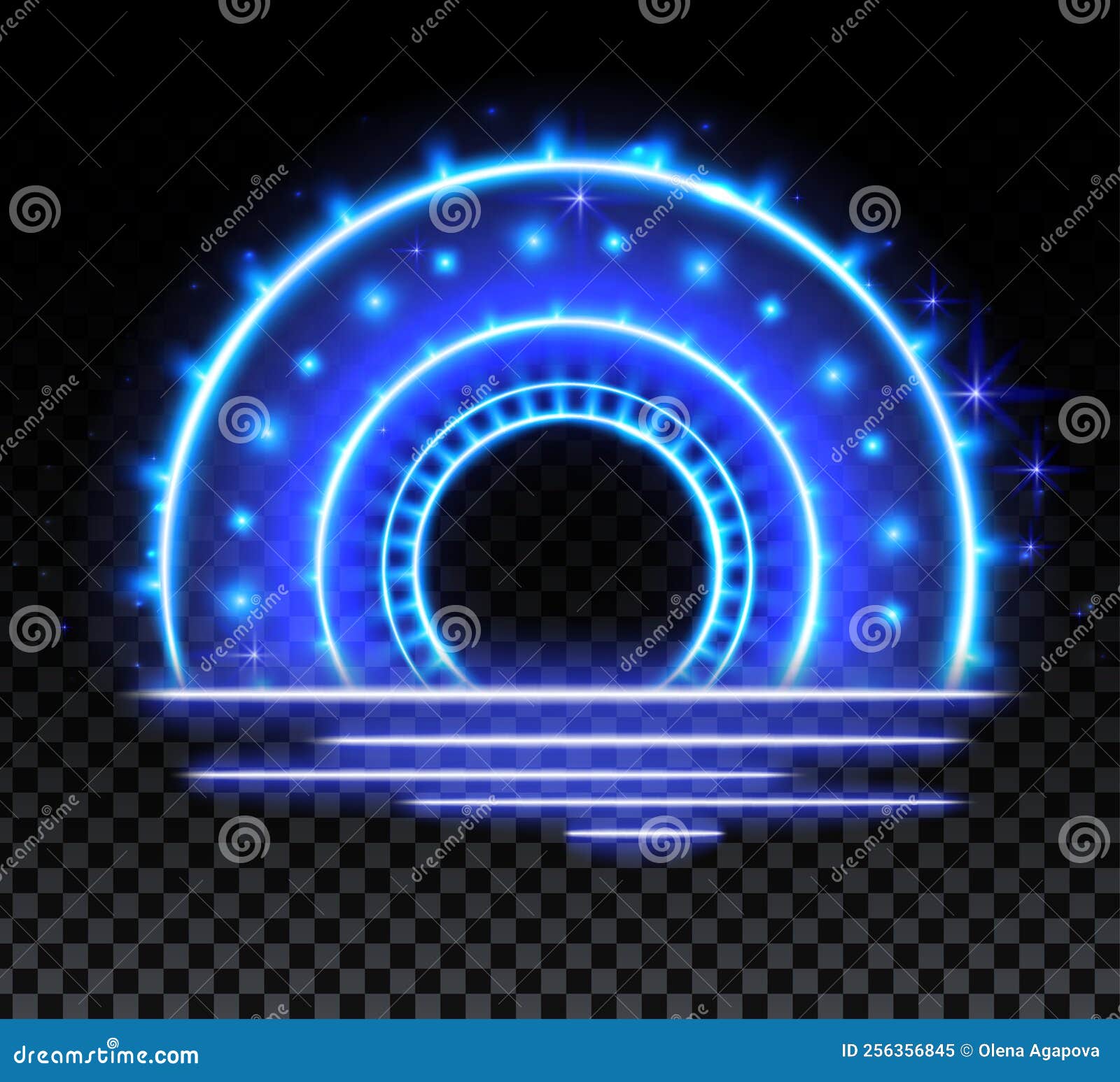Blue Magic Arc. Abstract Magic Light Effect. Luminous Neon Arch Lines ...