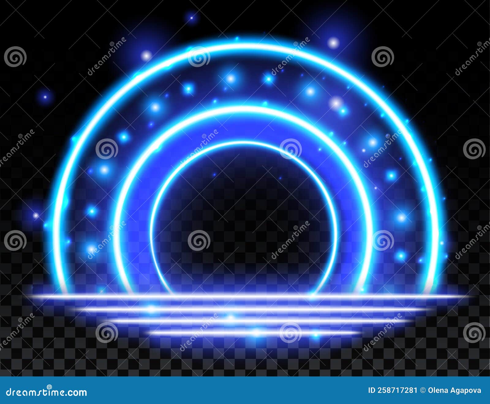 Blue Magic Arc. Abstract Magic Light Effect. Luminous Neon Arch Lines ...