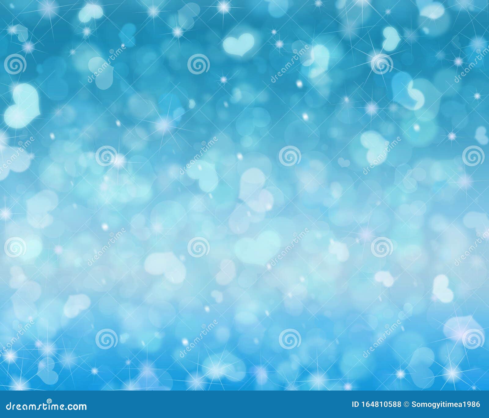 Blue Magic Background with Hearts, Bokeh, Sparkle. Stock Photo - Image ...